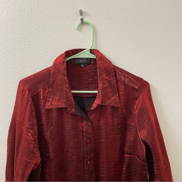 Elementz | Tops | Elementz Button Down Blouse Red Large | Poshmark